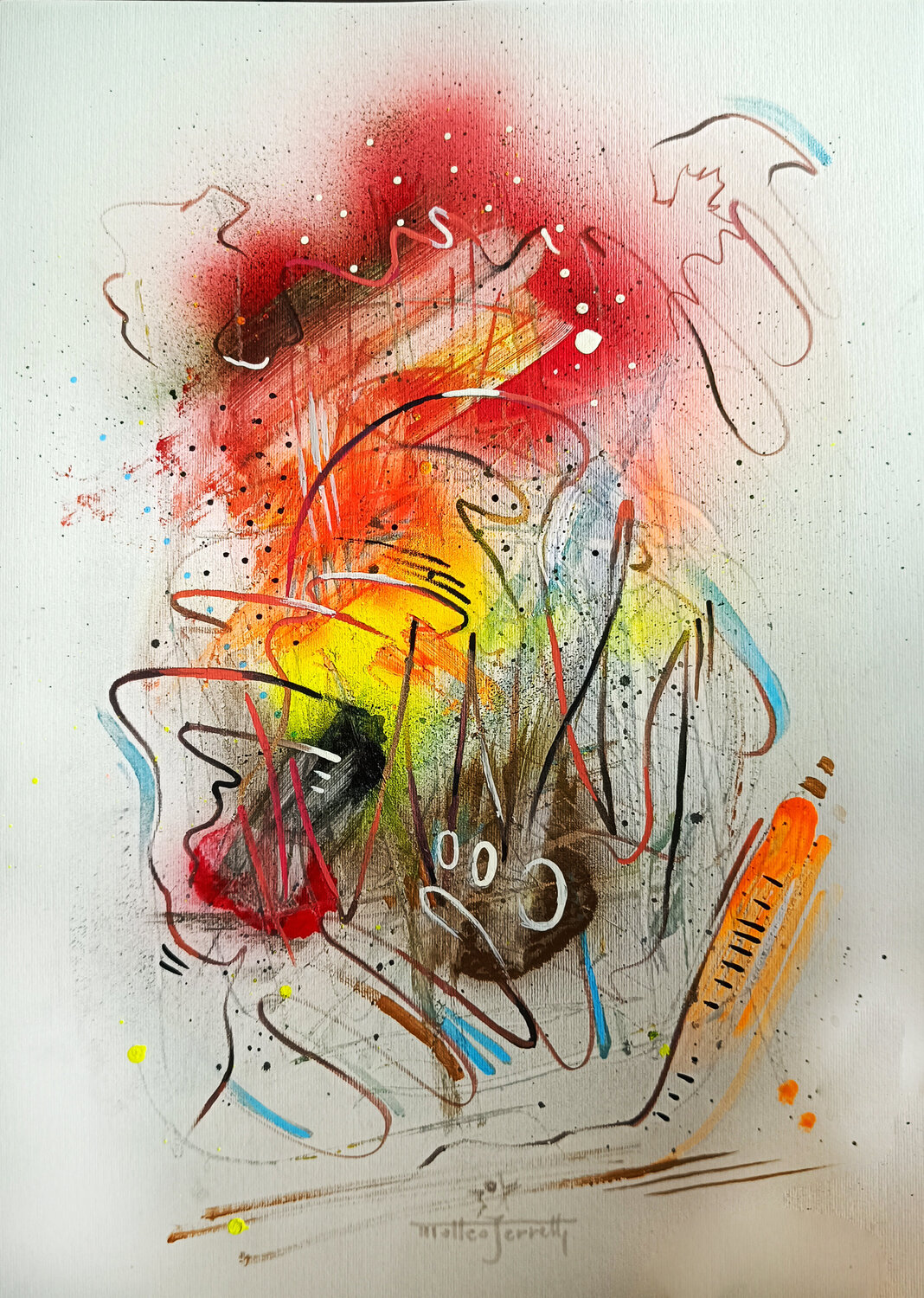 "Origini di fuoco" de matteo ferretti (2004) : Œuvre sur papier Acrylique, Aquarelle sur Papier ...