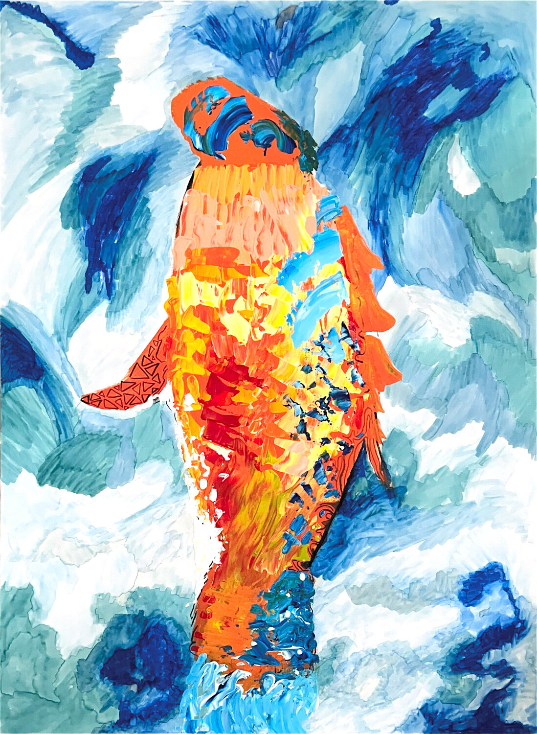 Nage Univers di Thi Thanh Huyen HA (2024): Pittura a Acrilico, Feltro su Tela - Singulart