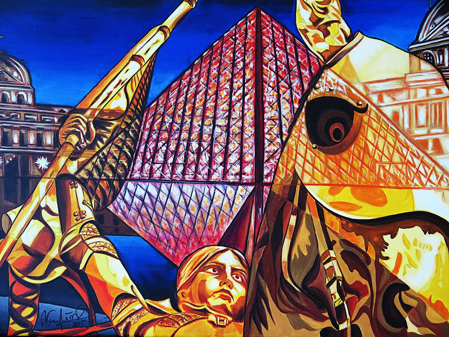 French Miss -Joan and the Louvre by Rainer Englisch (2015) : Painting ...