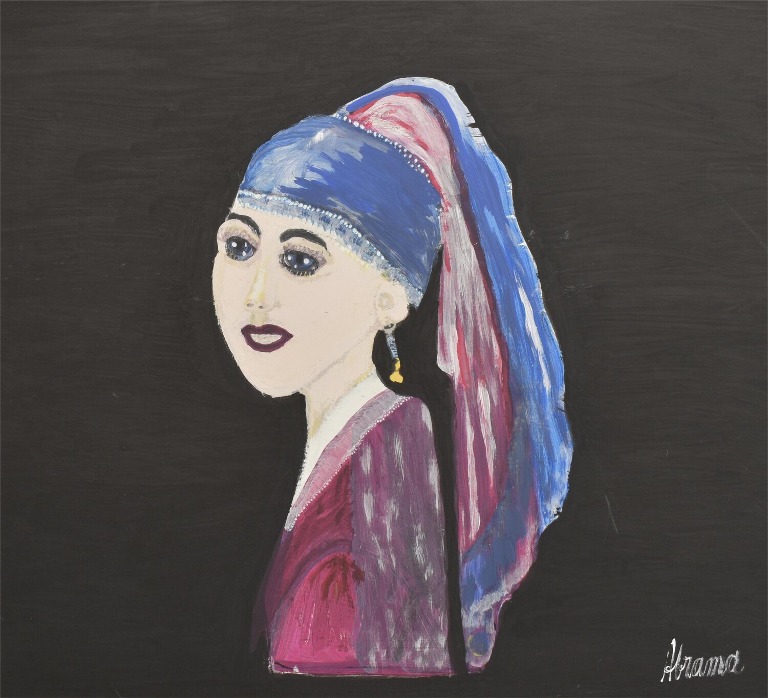 La Joven del Pendiente von Ana Bravo (2018): Malerei Acryl auf Holz ...