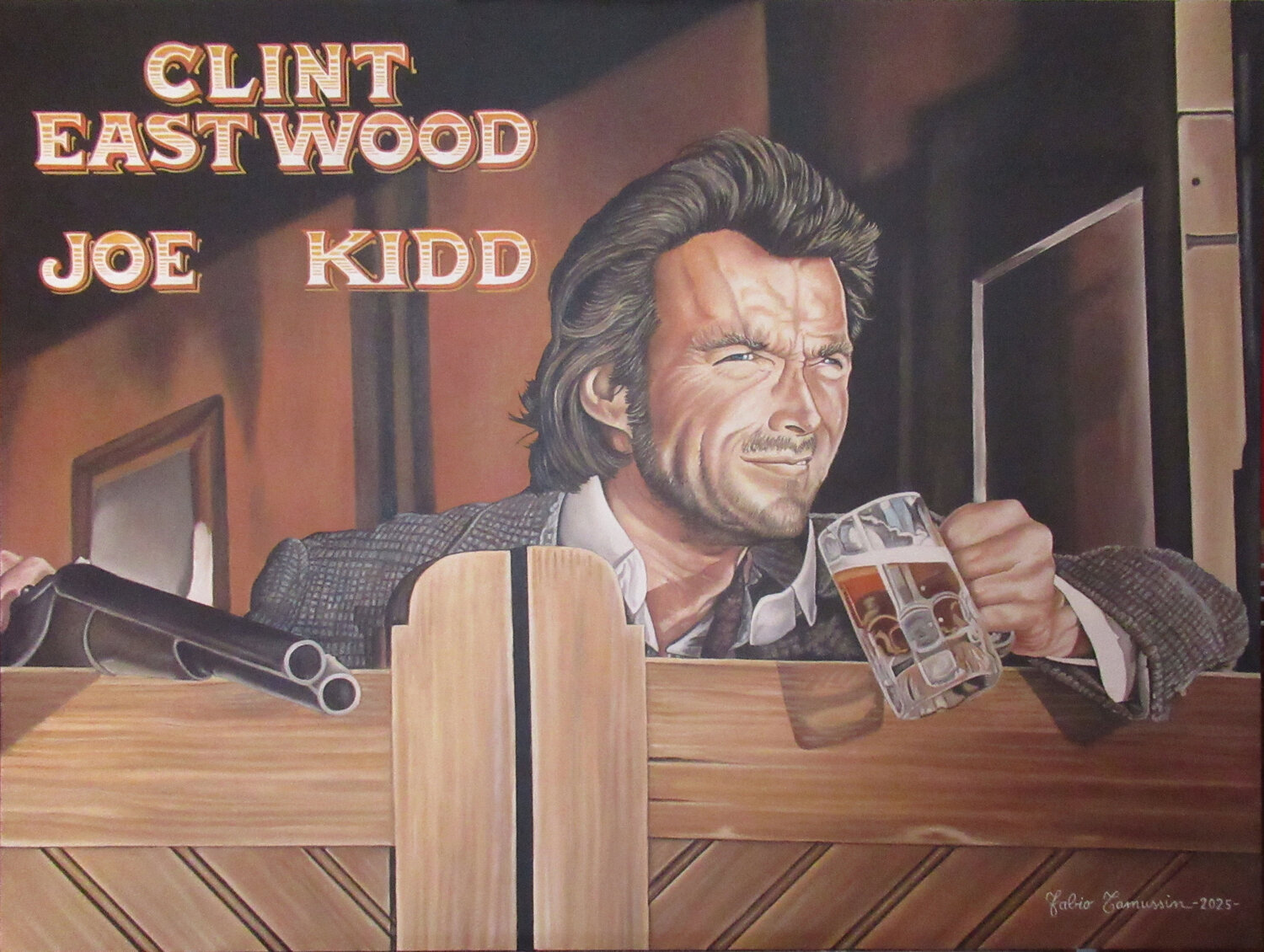 "Joe Kidd" Clint Eastwood door Fabio Tamussin (2025) : Schilderij Olie ...