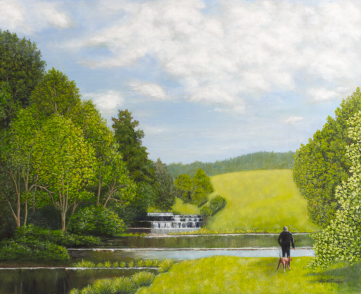 Walking the Dog de Peter Whitcombe (2024): Pintura Óleo en Lienzo ...