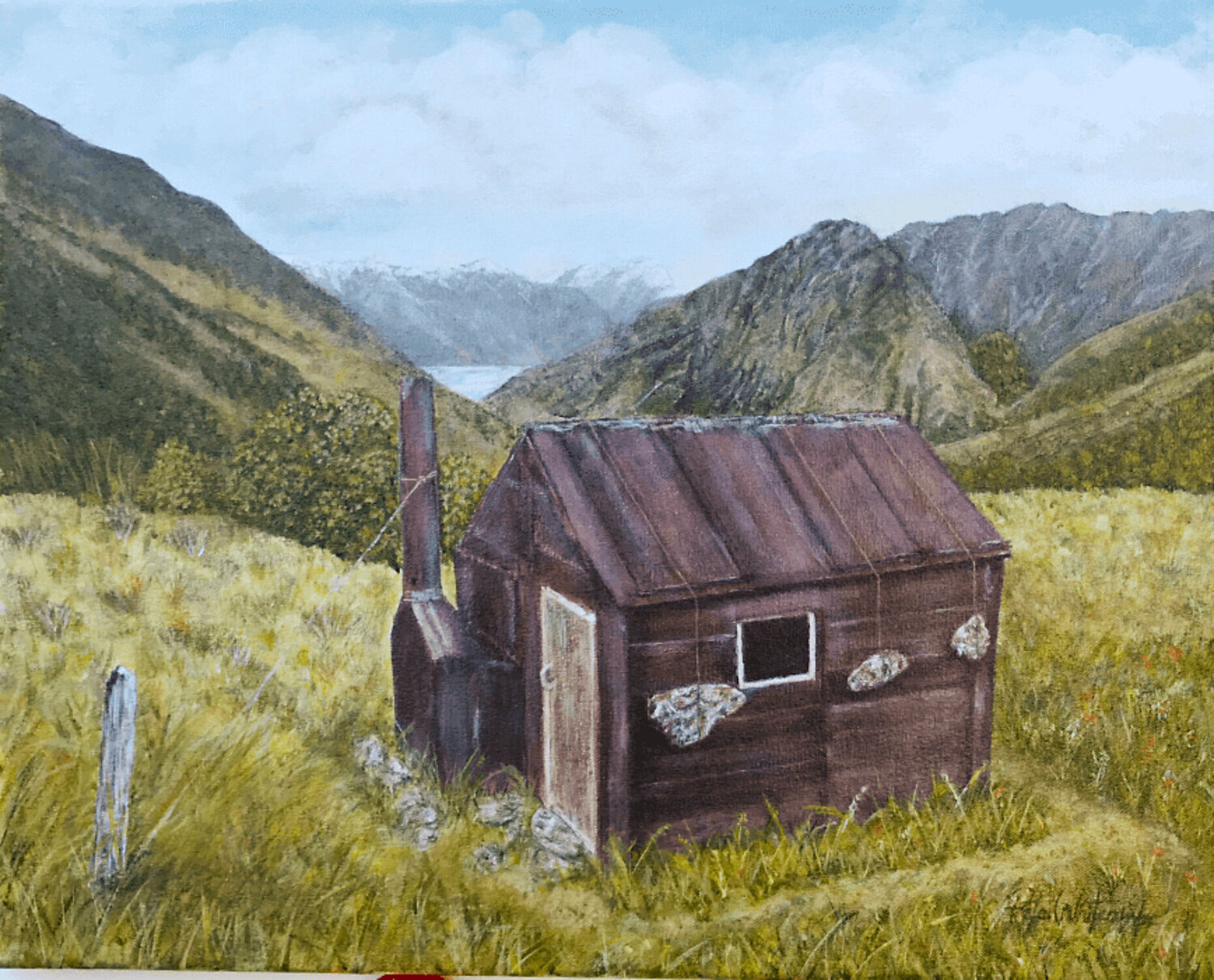 Jean Hut, South Island, New Zealand de Peter Whitcombe (2013): Pintura ...