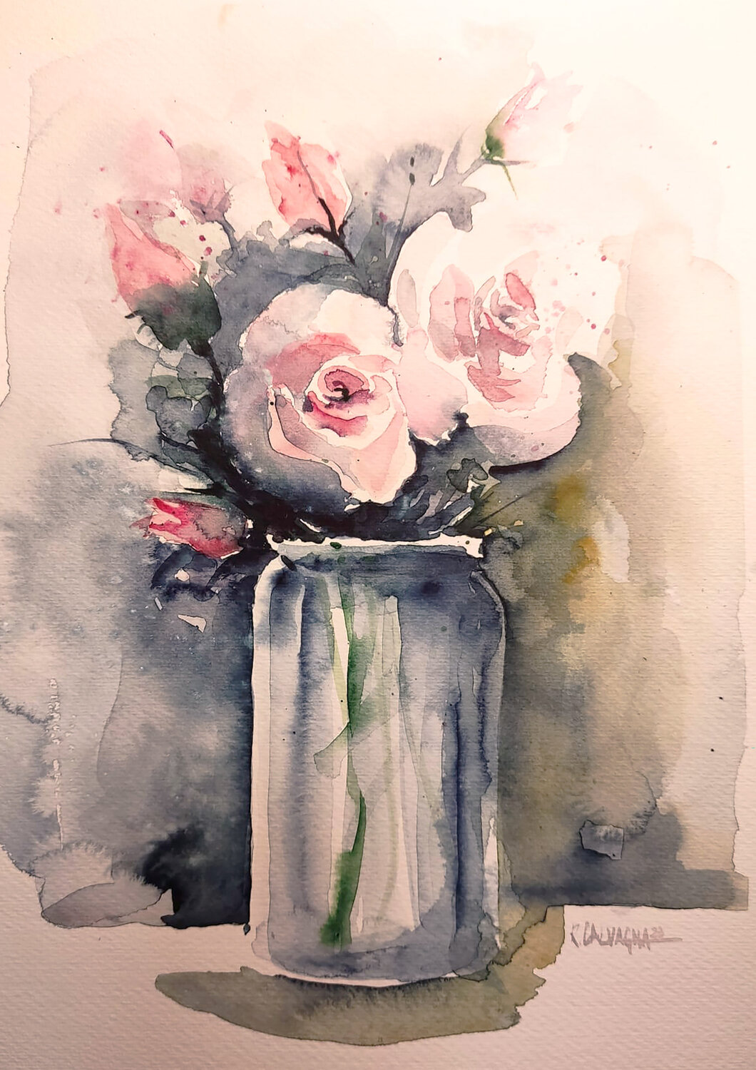 ROSE di Roberto Calvagna (2023): Pittura a Acquarello su Cartone ...