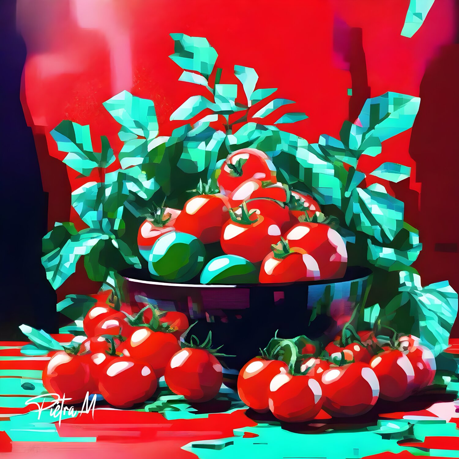 Roquette rouge di Piétra M (Martine Poli) (N.D): Digitale a Digitale su Metallo - Singulart