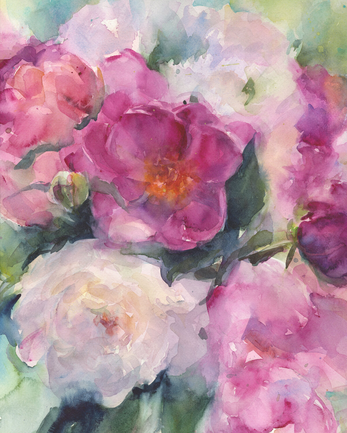 Last Peony Bouquet door John Keeling (2025) : Schilderij Waterverf op ...