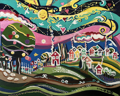 Bright Autumn Day in the park von Marija Matic (2023): Malerei Acryl ...