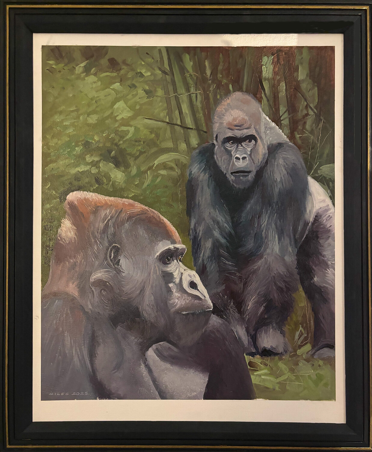 Silverback Gorillas by Gerald Miles (2025) : Painting Oil on Synthetic board - Singulart
