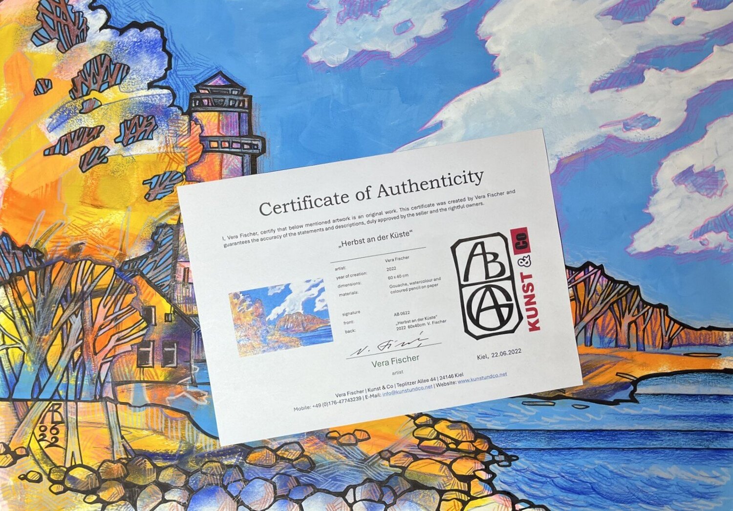 Herbst an der Küste by Vera Fischer (2022) : Painting Gouache, India ...