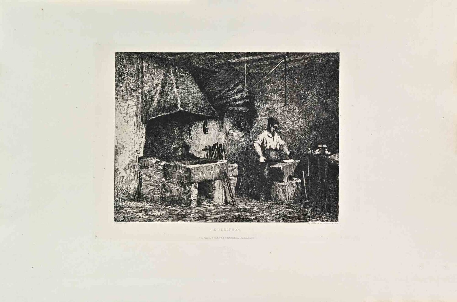 Le Forgeron de Jean-Baptiste Georges Gassies (N.D) : Édition Gravure ...