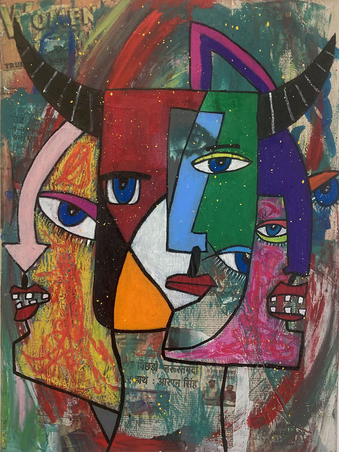 Julienne III de Eric Doisy (2024): Pintura Acrílico, Collage en Lienzo ...