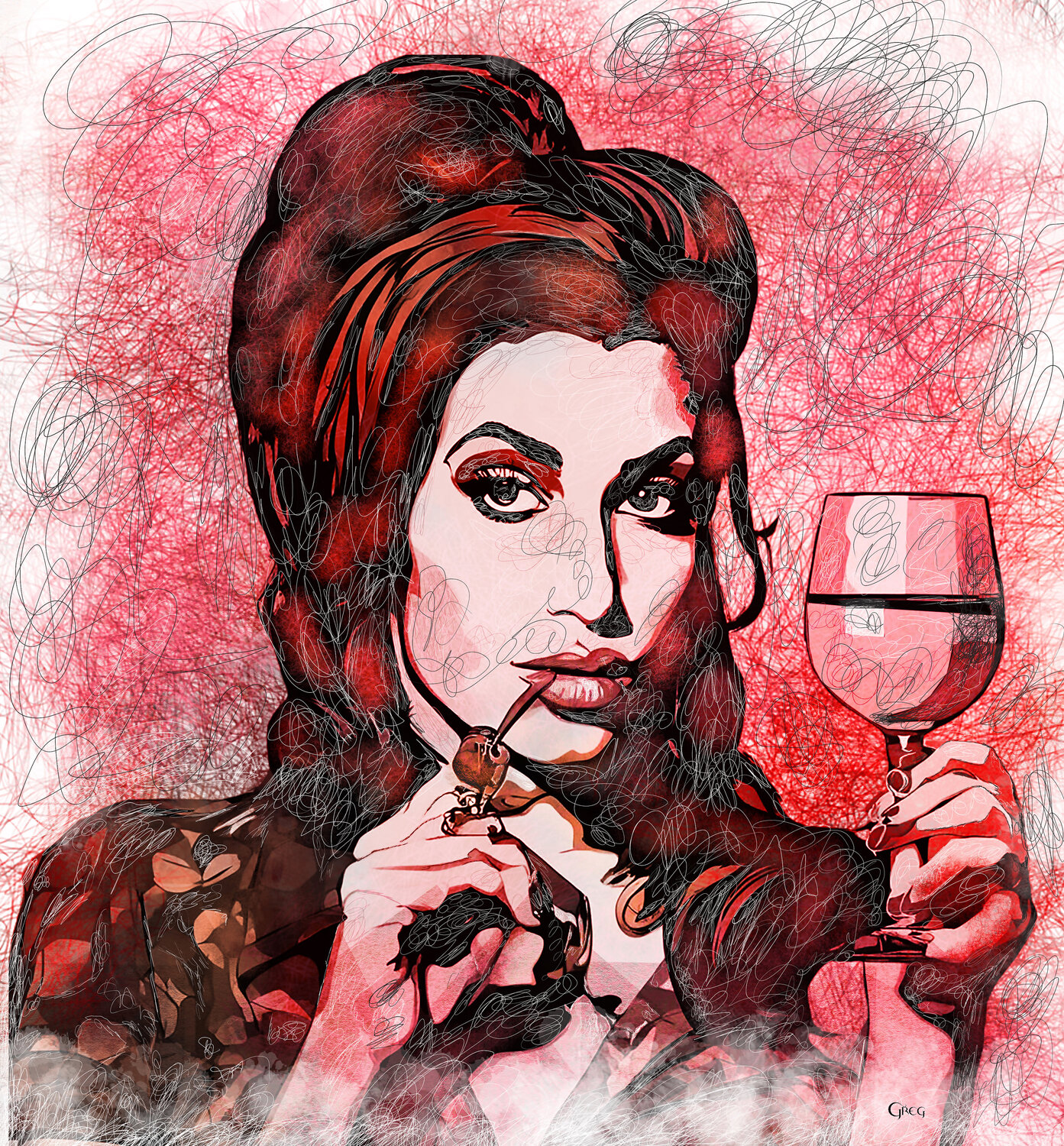 Amy Winihouse de Greg Rosales (2023): Digital Digital en Tela - Singulart