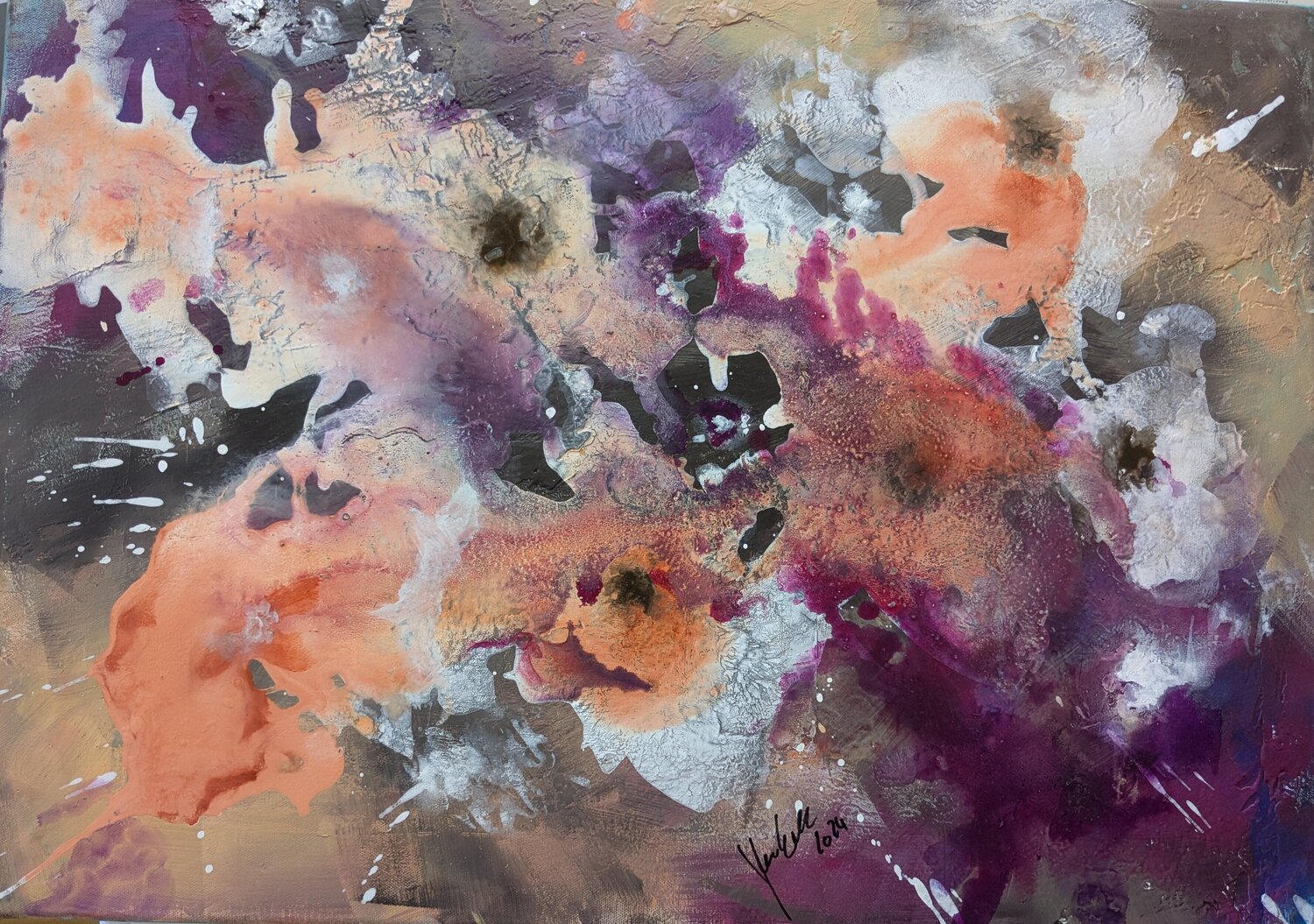 Flower power by Edeltraud Steurer (2024) : Painting Acrylic, Chalk on ...