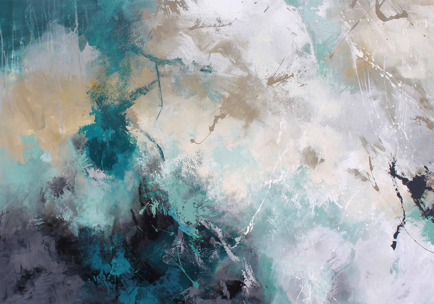 Teal painting | Teal abstract triptych wall art | Teal abstract wall art | Painting green ...