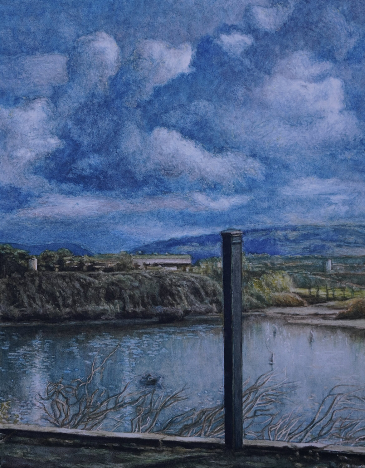 Cloudy sky over the lake by Marie Pascal (2020) : Drawing India Ink on ...