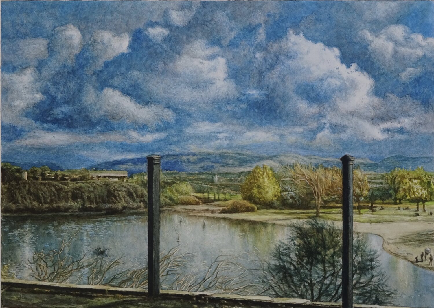 Cloudy sky over the lake by Marie Pascal (2020) : Drawing India Ink on ...