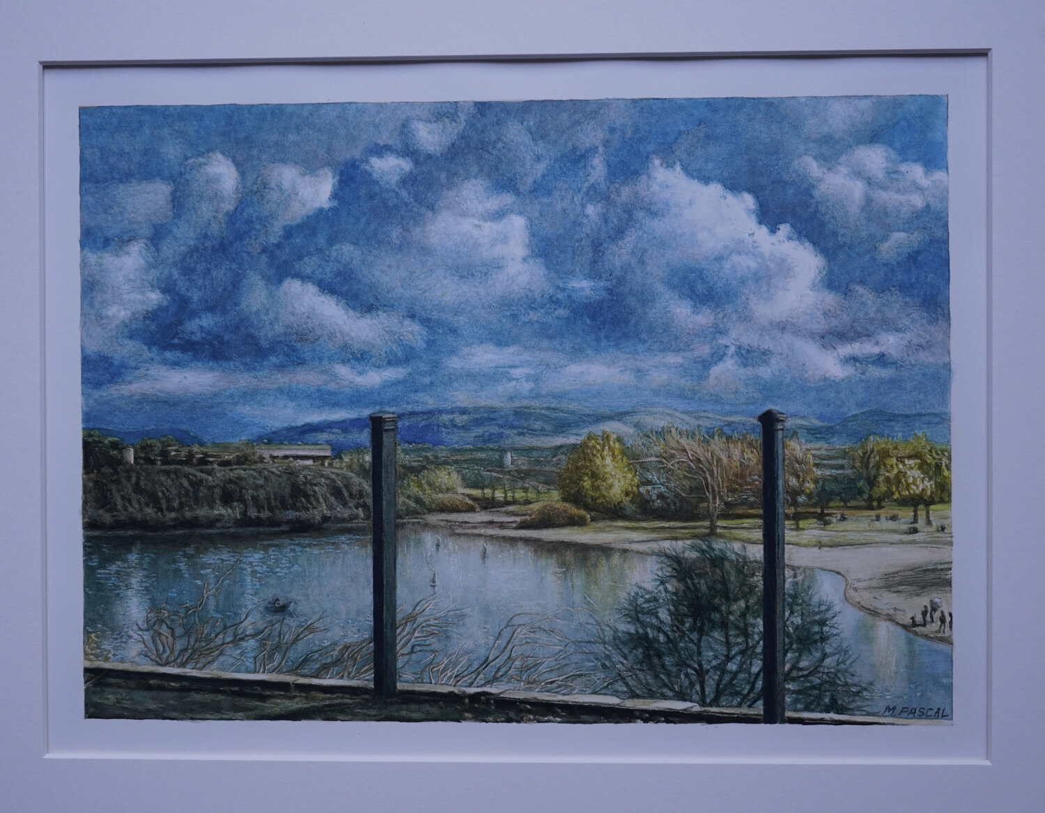 Cloudy sky over the lake by Marie Pascal (2020) : Drawing India Ink on ...