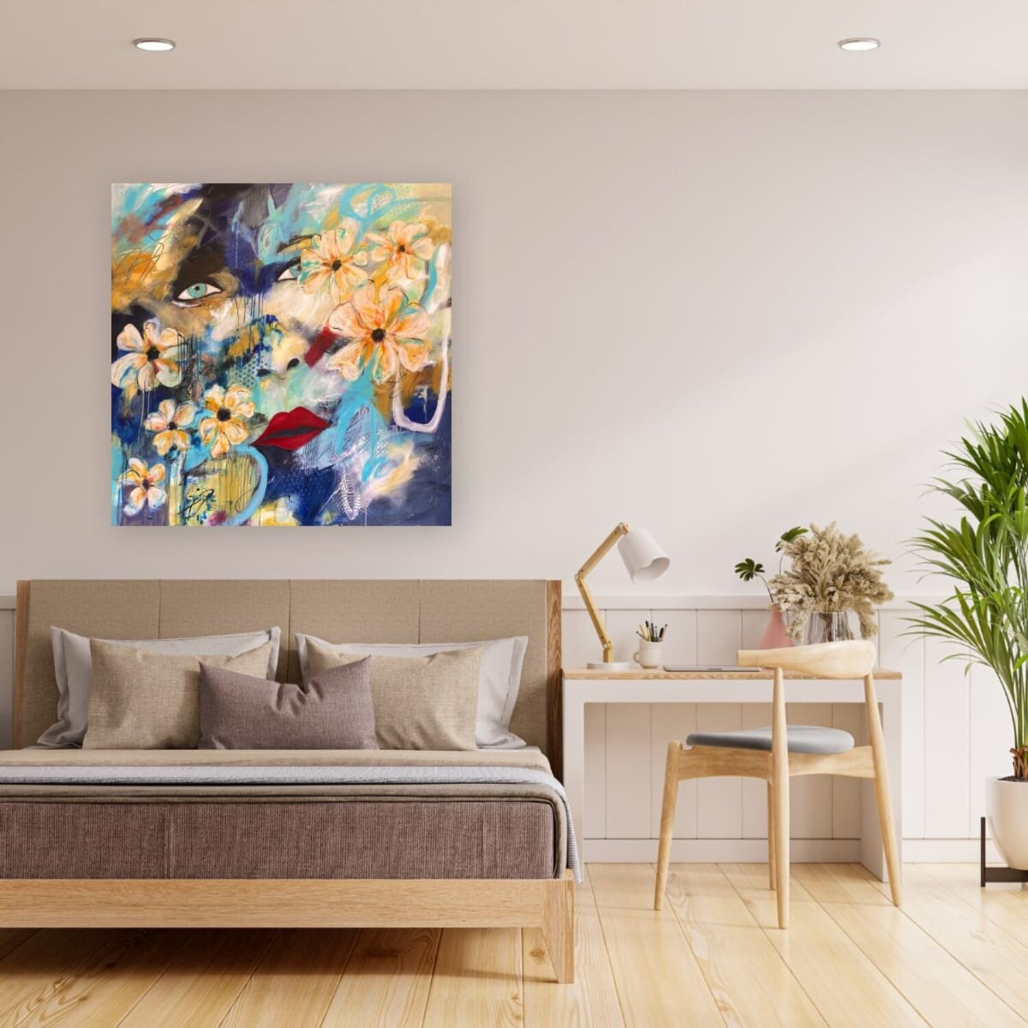 The Face by Joyce Stephen (2025) : Painting Acrylic, Pencil on Canvas ...