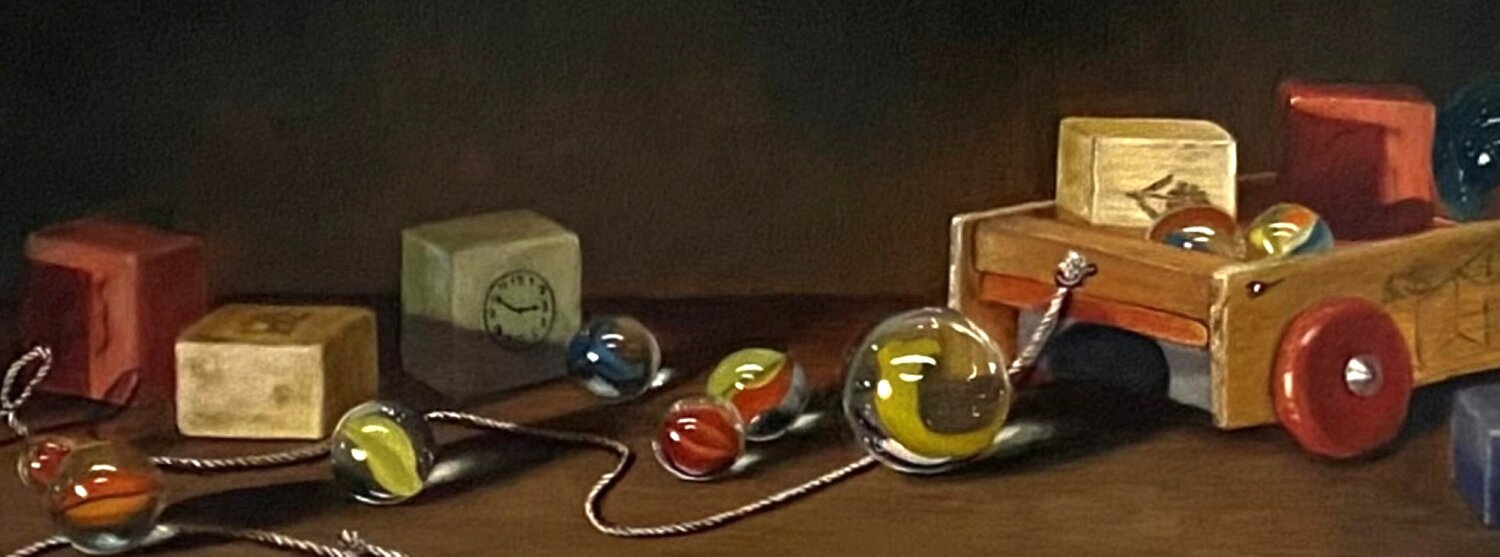 Blokkenkar met knikkers I, Blocks and marbles I by Lianne van der Plaat ...