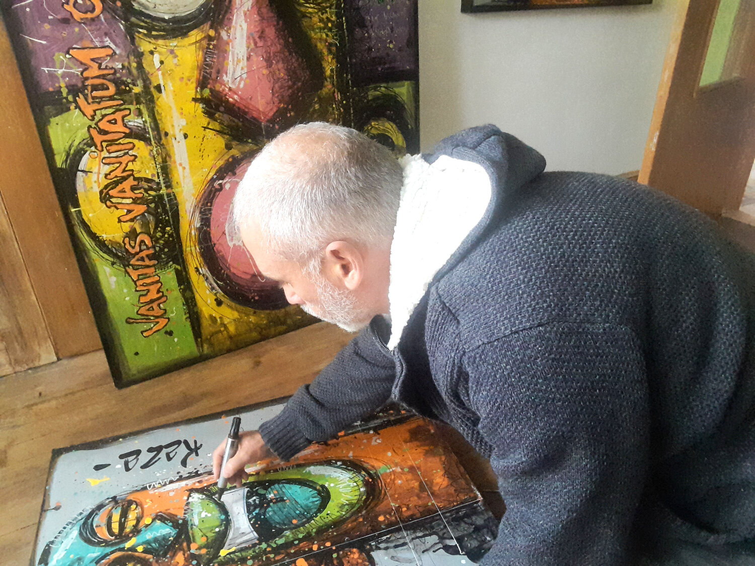 ENJOY !!! 04 by Kaza (2022) : Painting Acrylic, Felt on Wood - Singulart