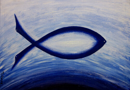 Fish in Christianity de SAM AYAD (2010): Pintura Óleo en Lienzo - Singulart