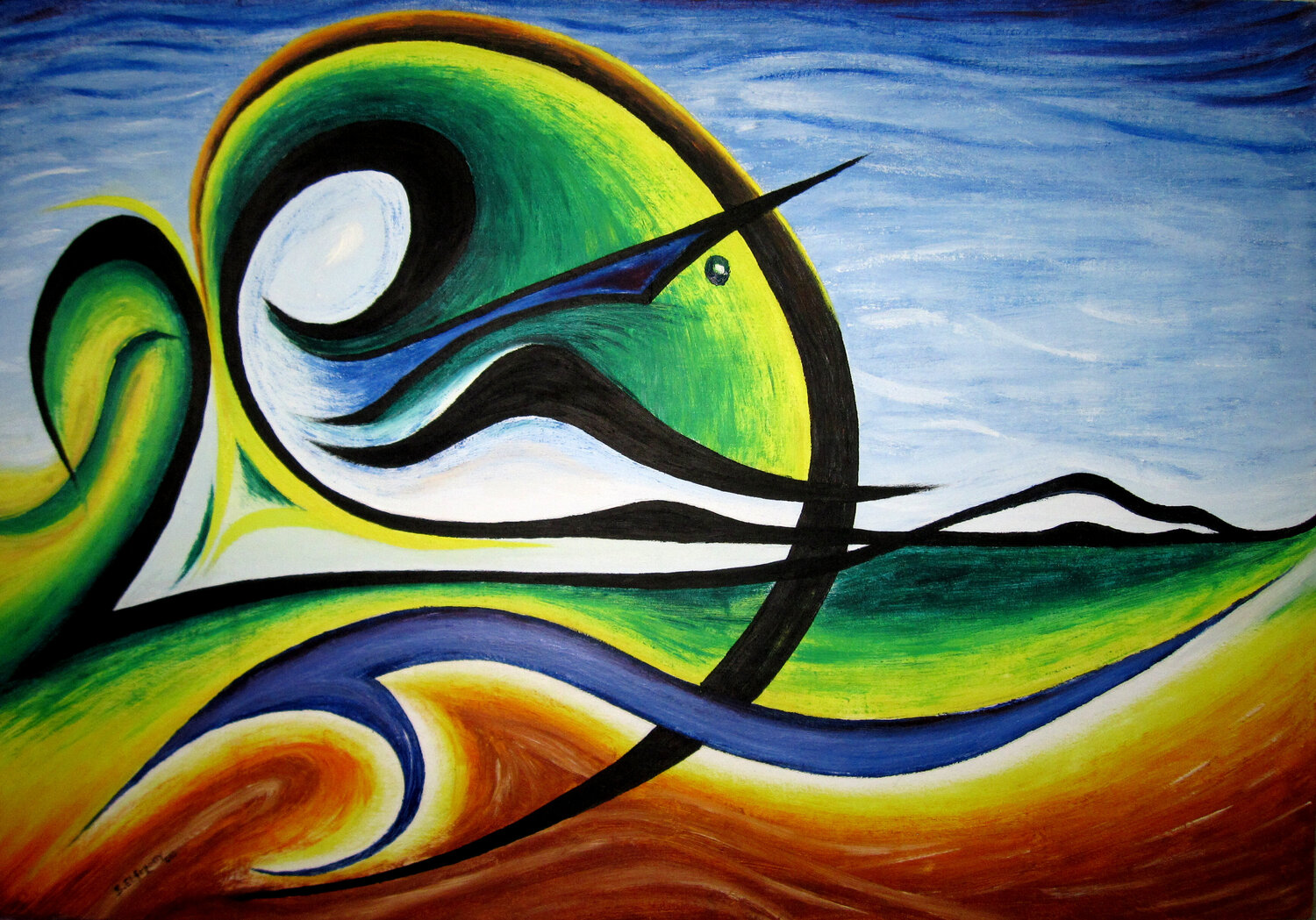 Man on the beach by SAM AYAD (2010) : Painting Oil on Canvas - Singulart