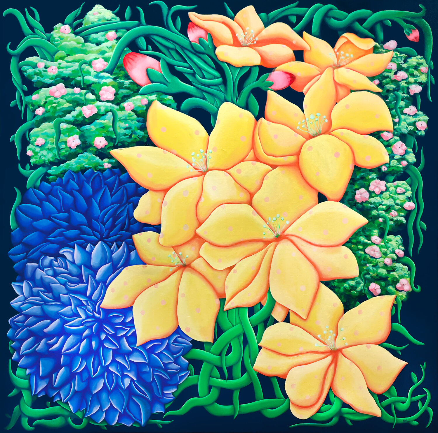 Delighted by Dahlia by Rachel Rose (2023) : Painting Acrylic, Pearl on ...