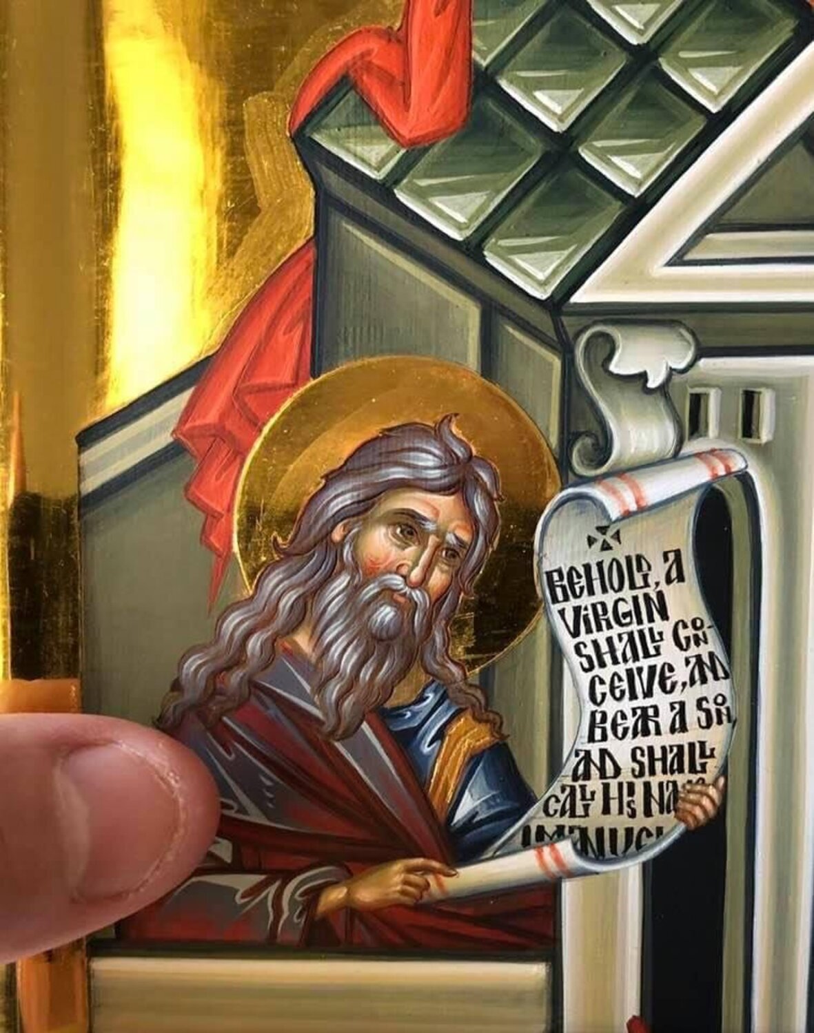 The Annunciation von Daniel Neculae (2019): Malerei Tempera, Pigmente auf Holz - Singulart