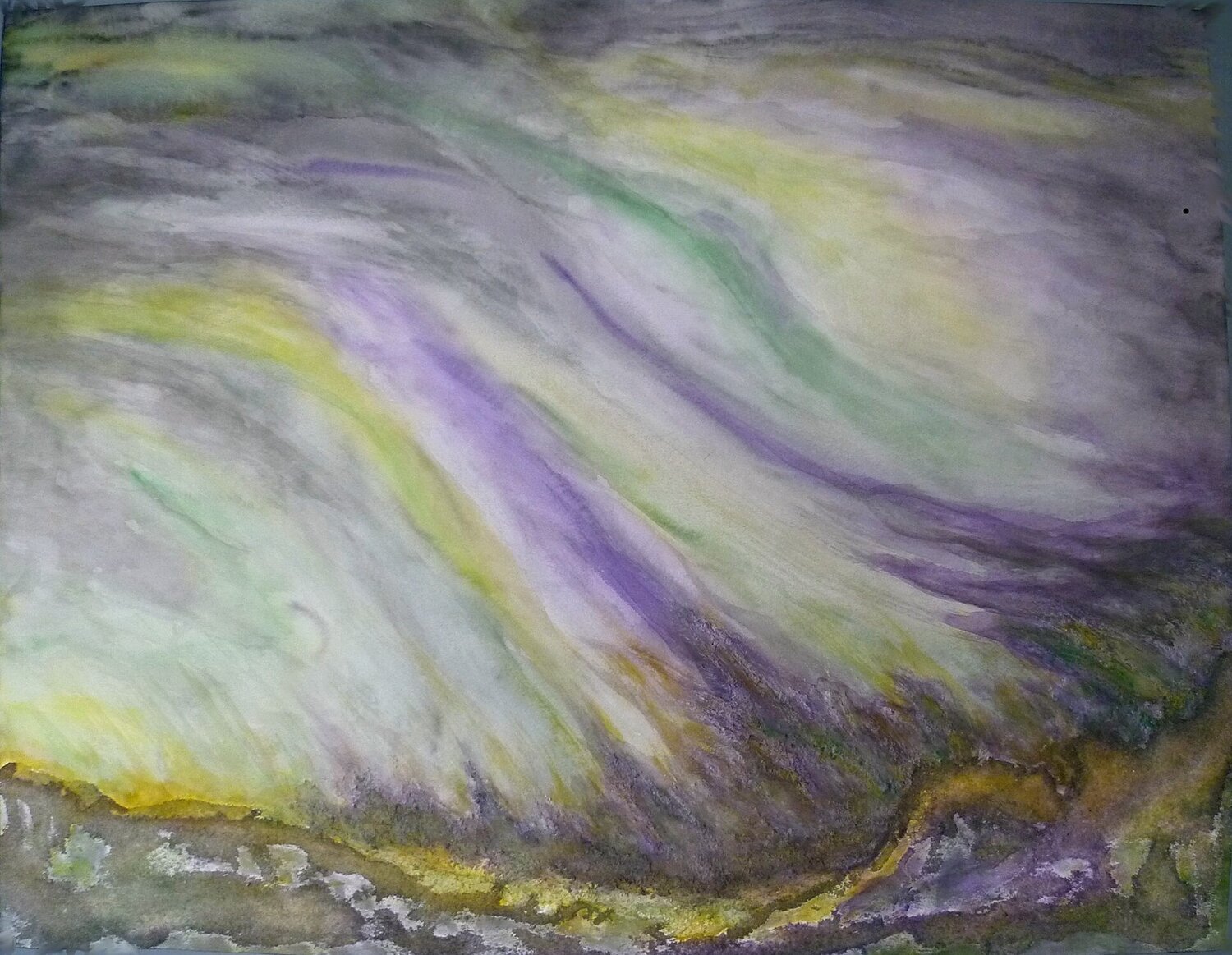 Polarlicht über den Hügeln by Annachrista Kroll-Buchholz (2015) : Painting Watercolor, Sand on ...
