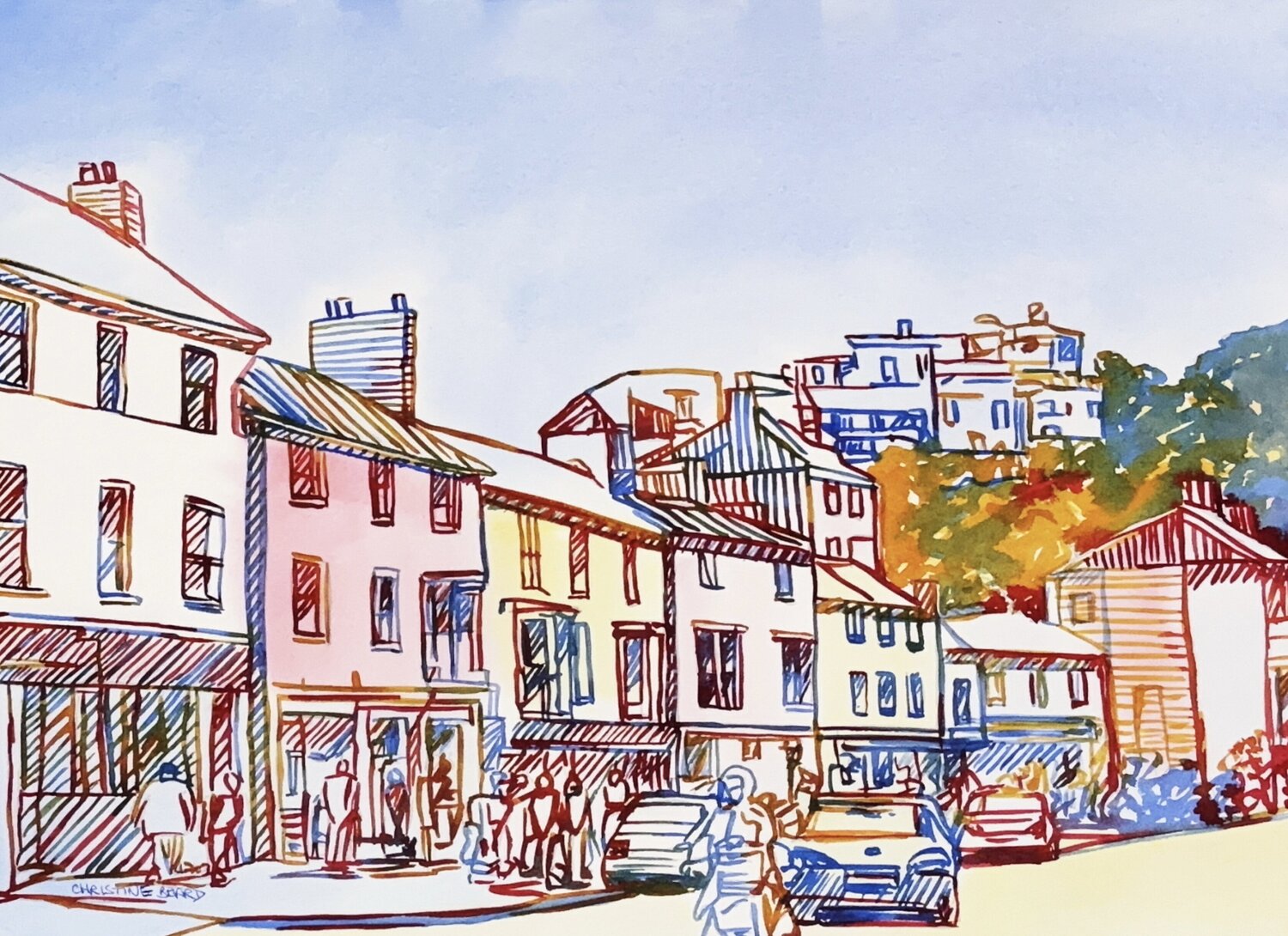 The Buzz of the Town 51744 de Christine Beard (2025): Pintura Acuarela en Papel - Singulart