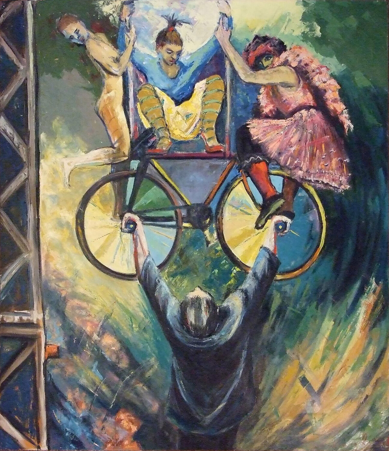 Bicycle Act by Wendy Raphael (2000) : Painting Oil on Canvas - Singulart