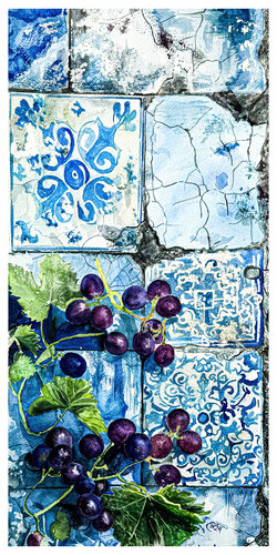 Portuguese Harvest on Azulejo Time – Grapes Mini 3 de Irina Kurganskaya ...