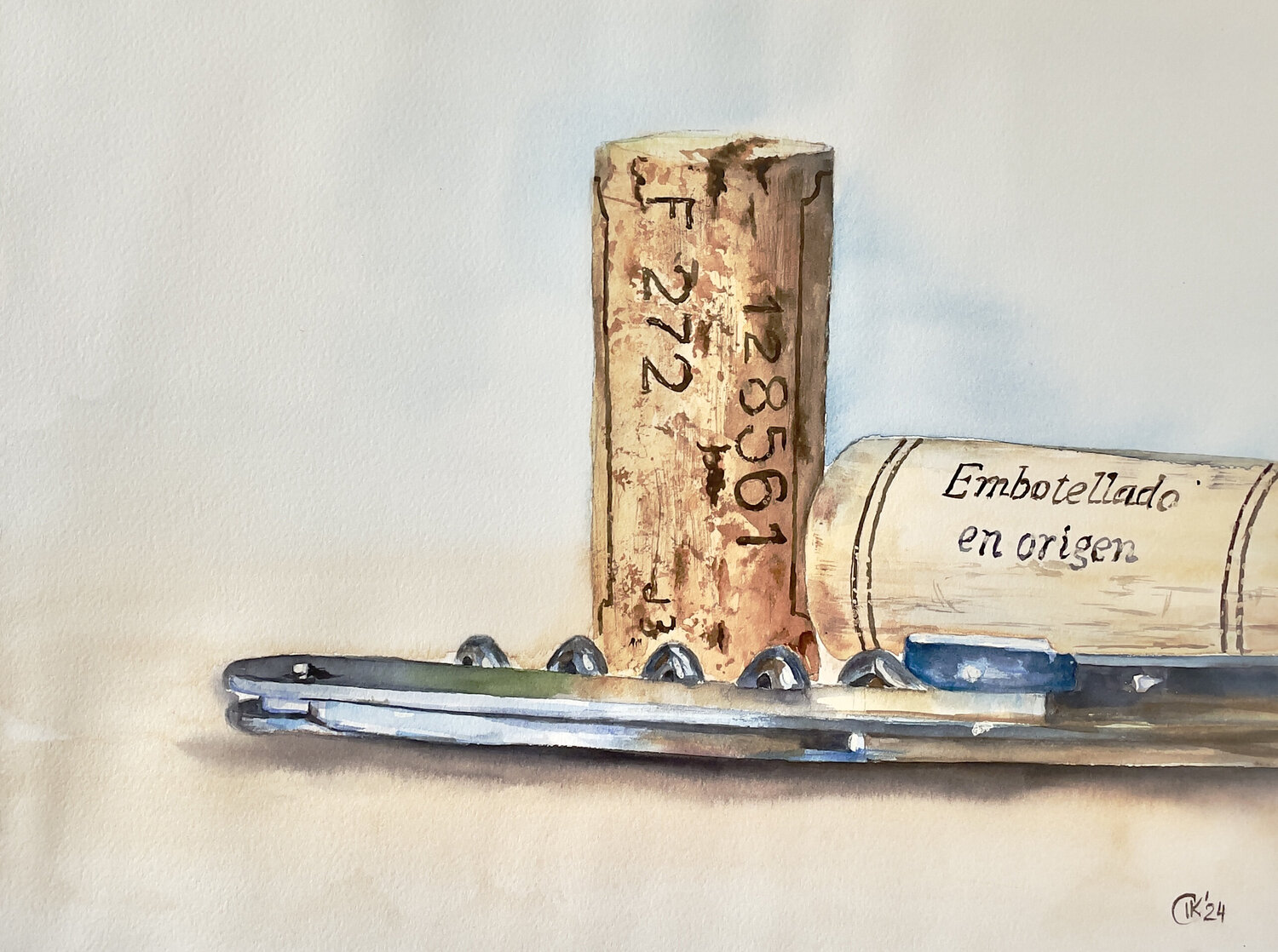 wine corks de Irina Kurganskaya (2024): Pintura Acuarela en Papel ...