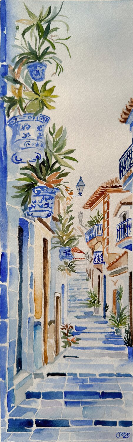 Blue Soul of Portugal 6 de Irina Kurganskaya (2025): Pintura Acuarela ...