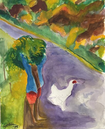 Bali Chicken by Cynthia Ruffin Simon (1995) : Painting Watercolor on ...
