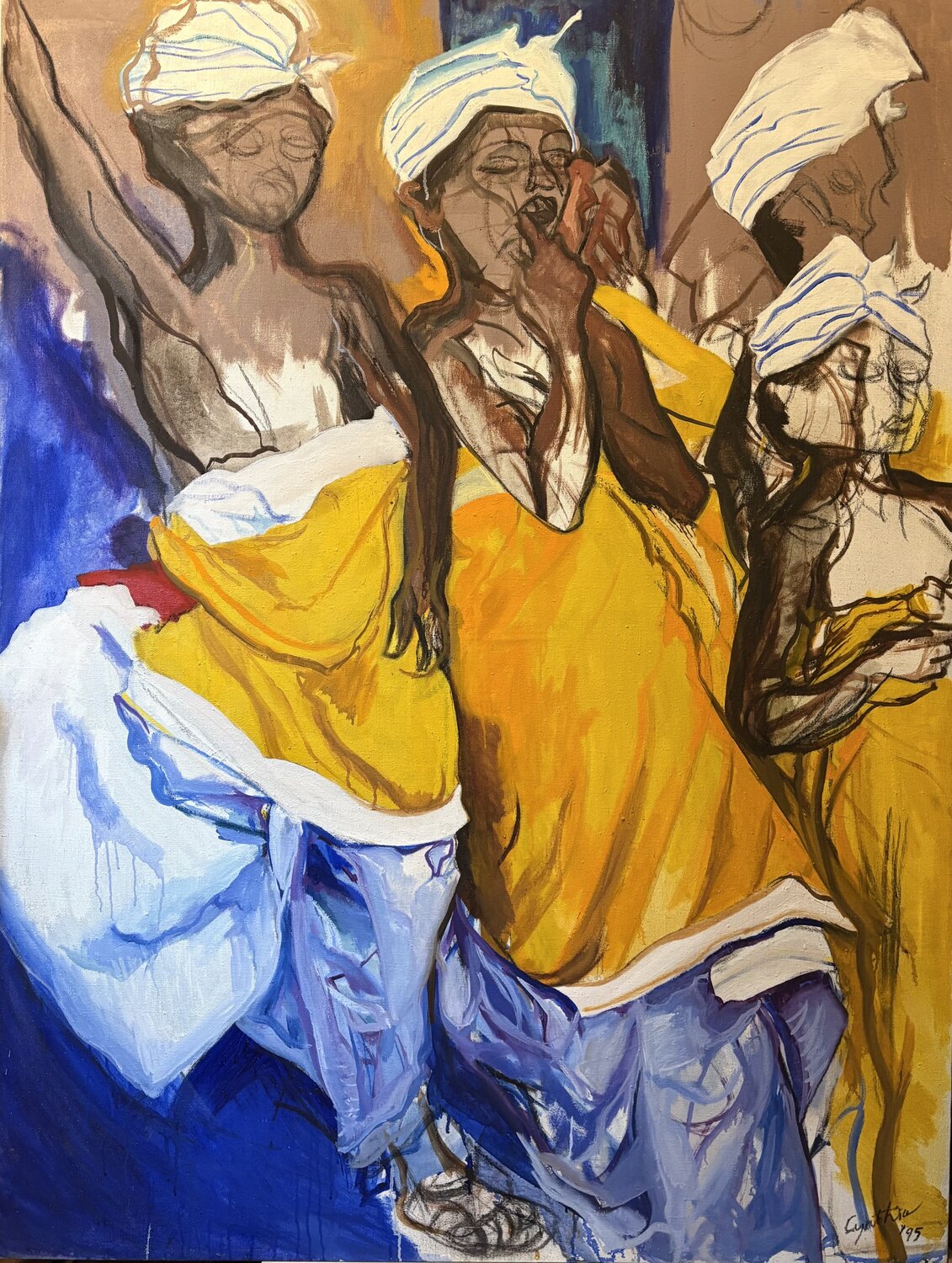 Young men Balinese dancers by Cynthia Ruffin Simon (1995) : Painting ...