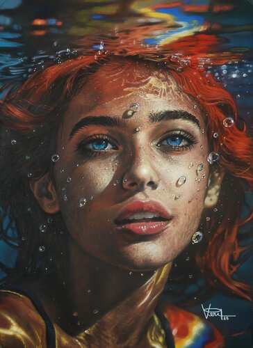 Girl in Awe by Veri Apriyatno (2025) : Drawing Pastel, Charcoal on ...