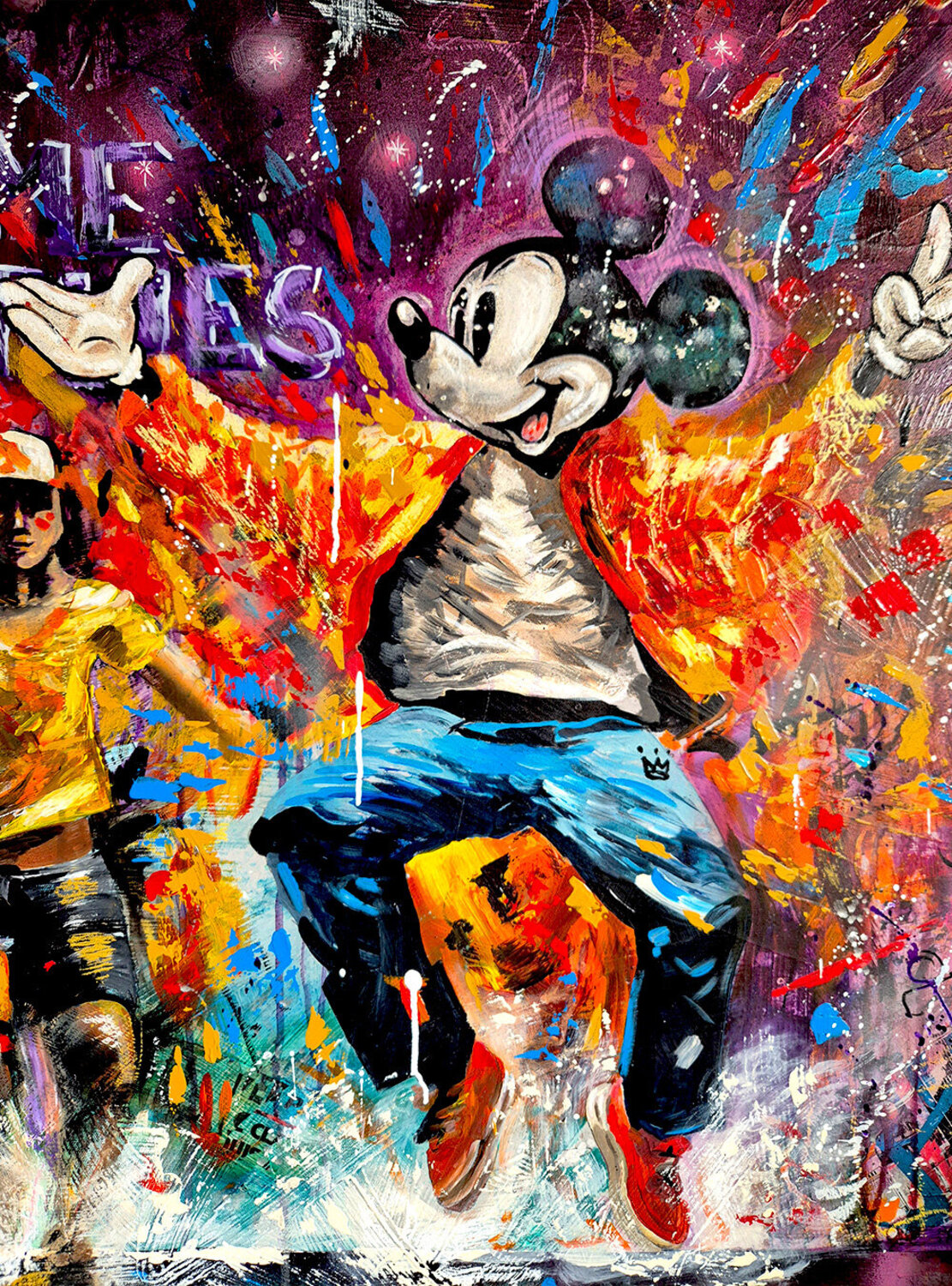 Snoop Mouse Mickey de Rike Wölke (2024) : Peinture Acrylique, Collage sur Toile - Singulart
