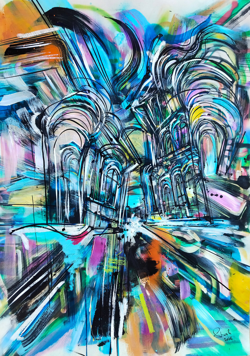 Screaming Houses di Heinz Seidenbusch (2026): Opera su carta a Acrilico ...