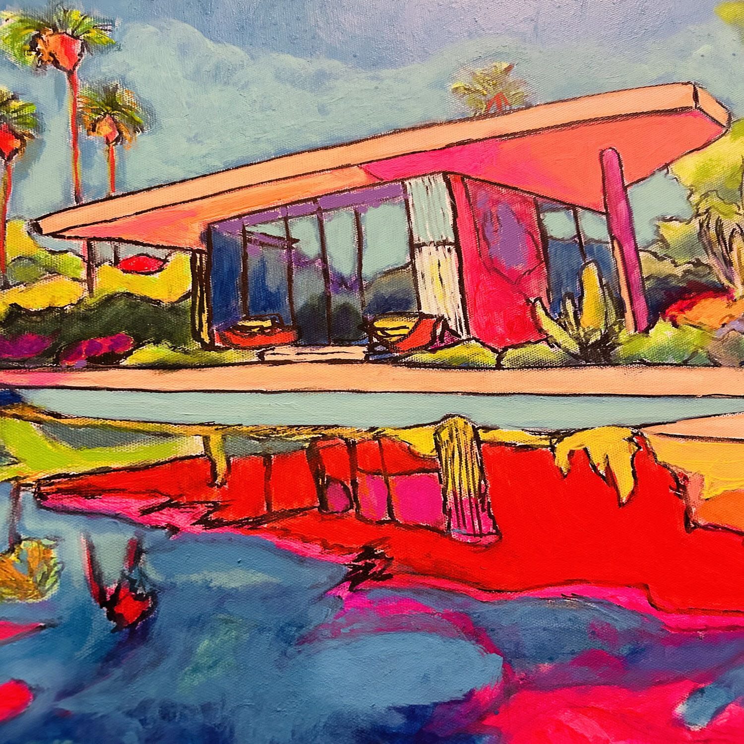 mid century oasis by Frankie Duru (2025) : Painting Acrylic, Colored ...