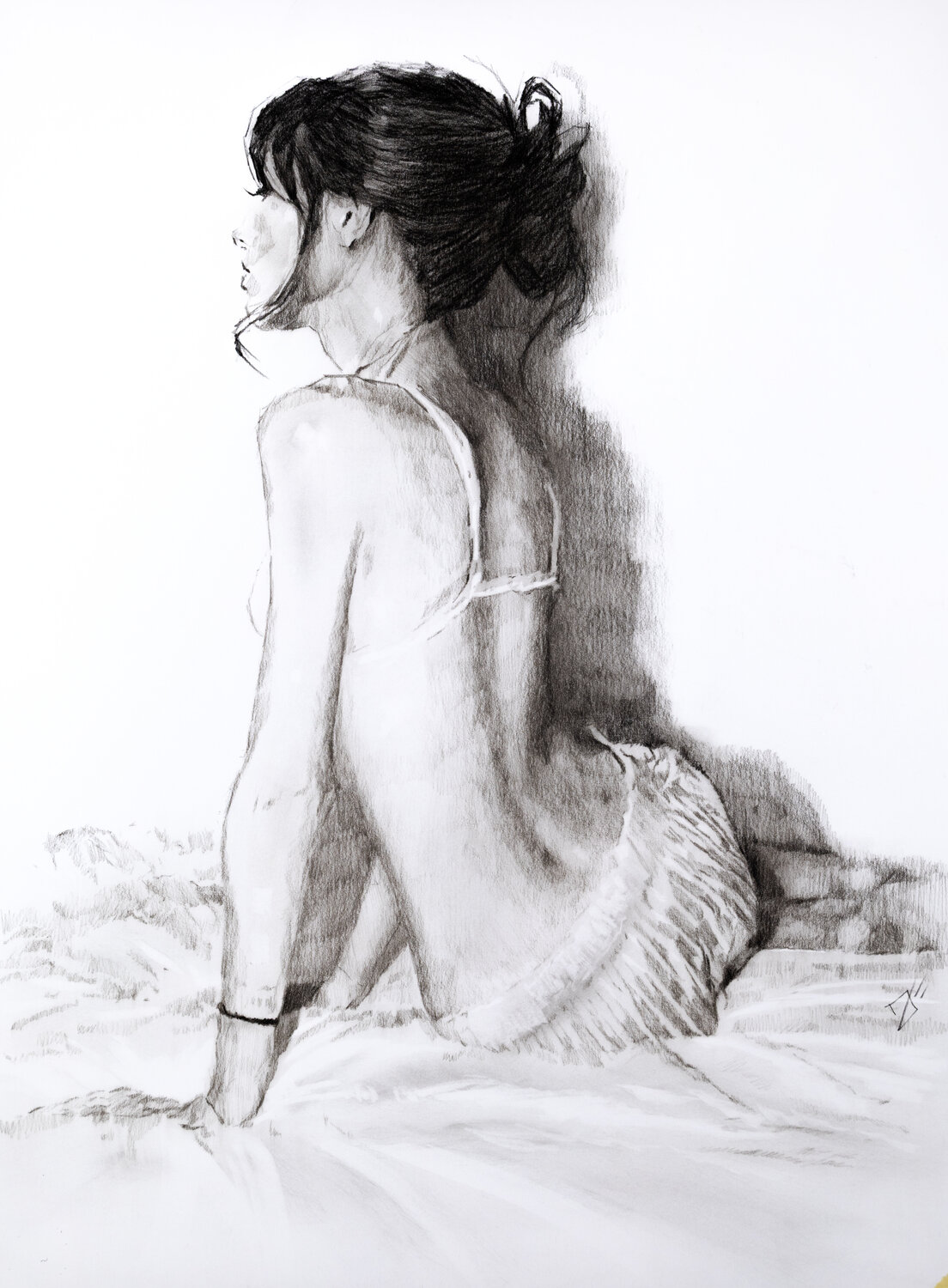 A Fragile Vow by Andros Karr (2025) : Drawing Charcoal on Paper - Singulart
