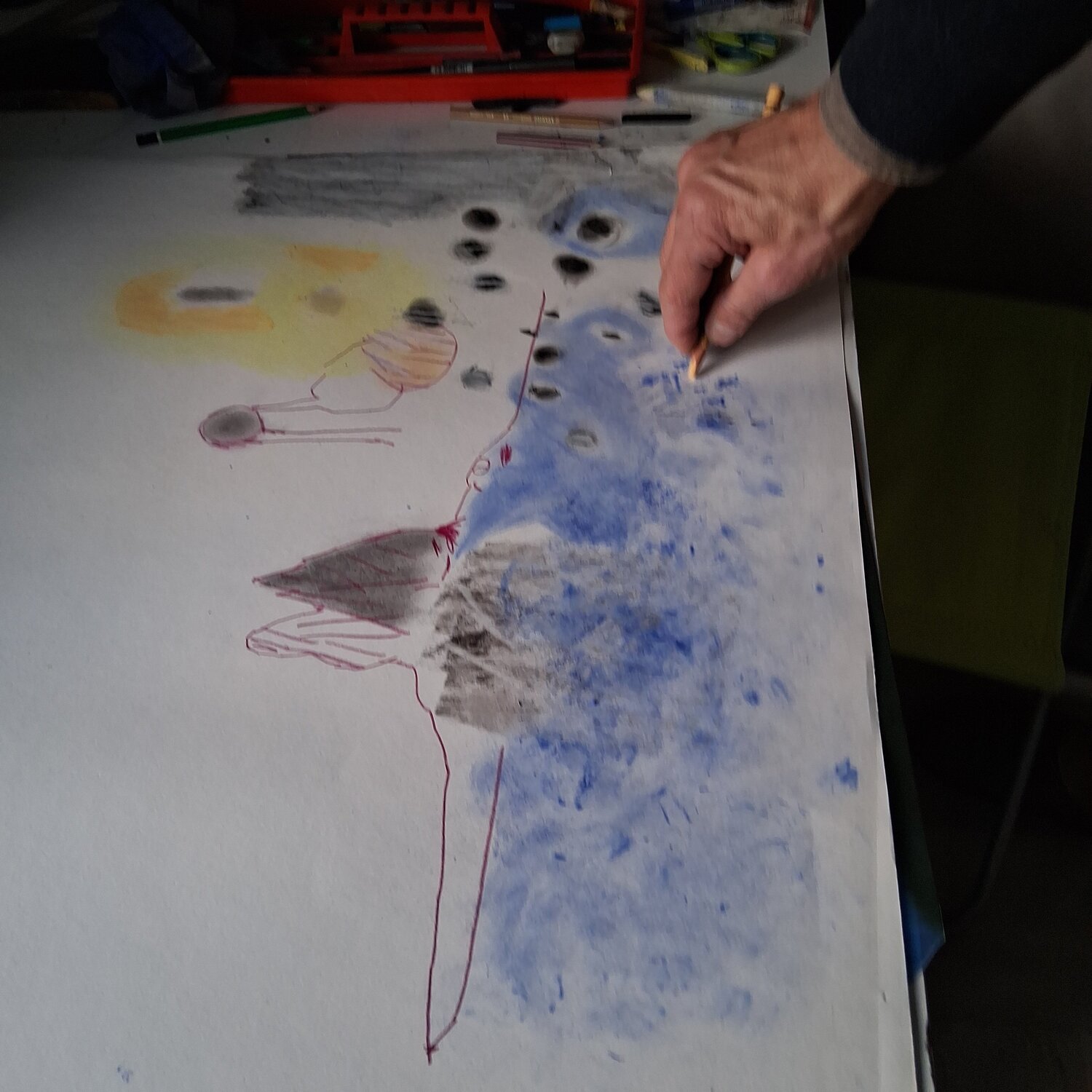 Éclatement by yves minssart (2026) : Drawing Pastel, Pencil on Paper ...