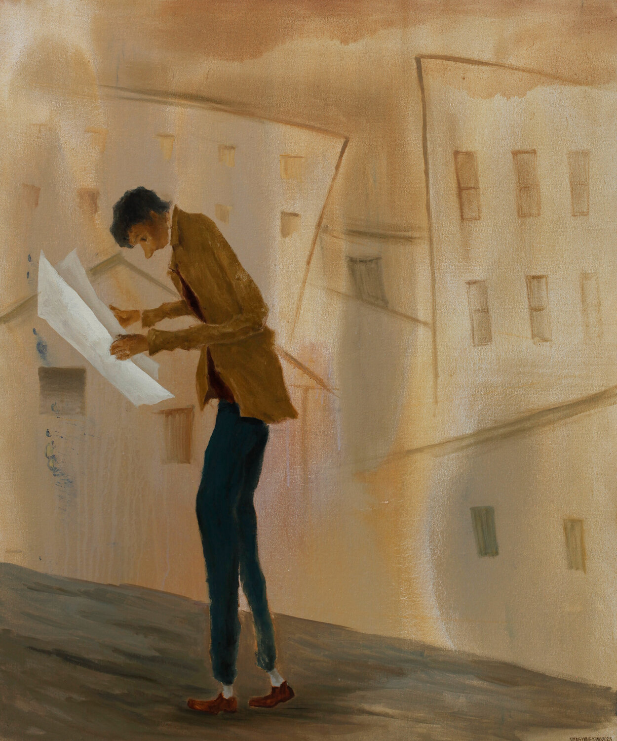 The Story of a Small Town von Meng Yangyang (2023): Malerei Öl - Singulart