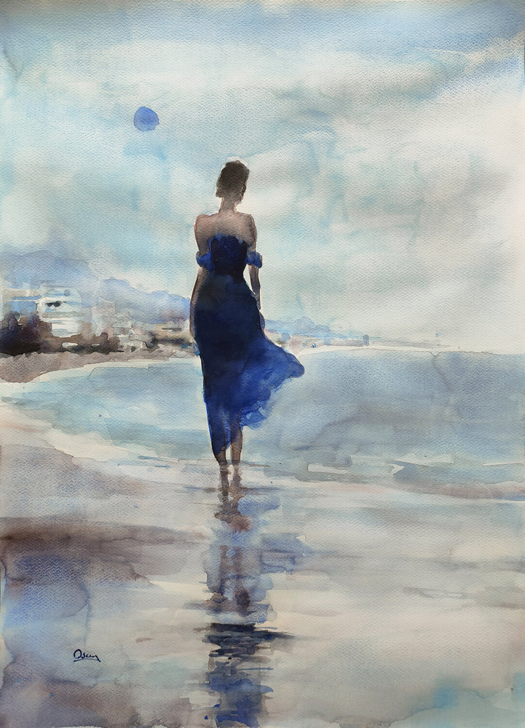 14 - beach. 2 by Oscar Alvarez Pardo (2023) : Work on Paper Watercolor ...
