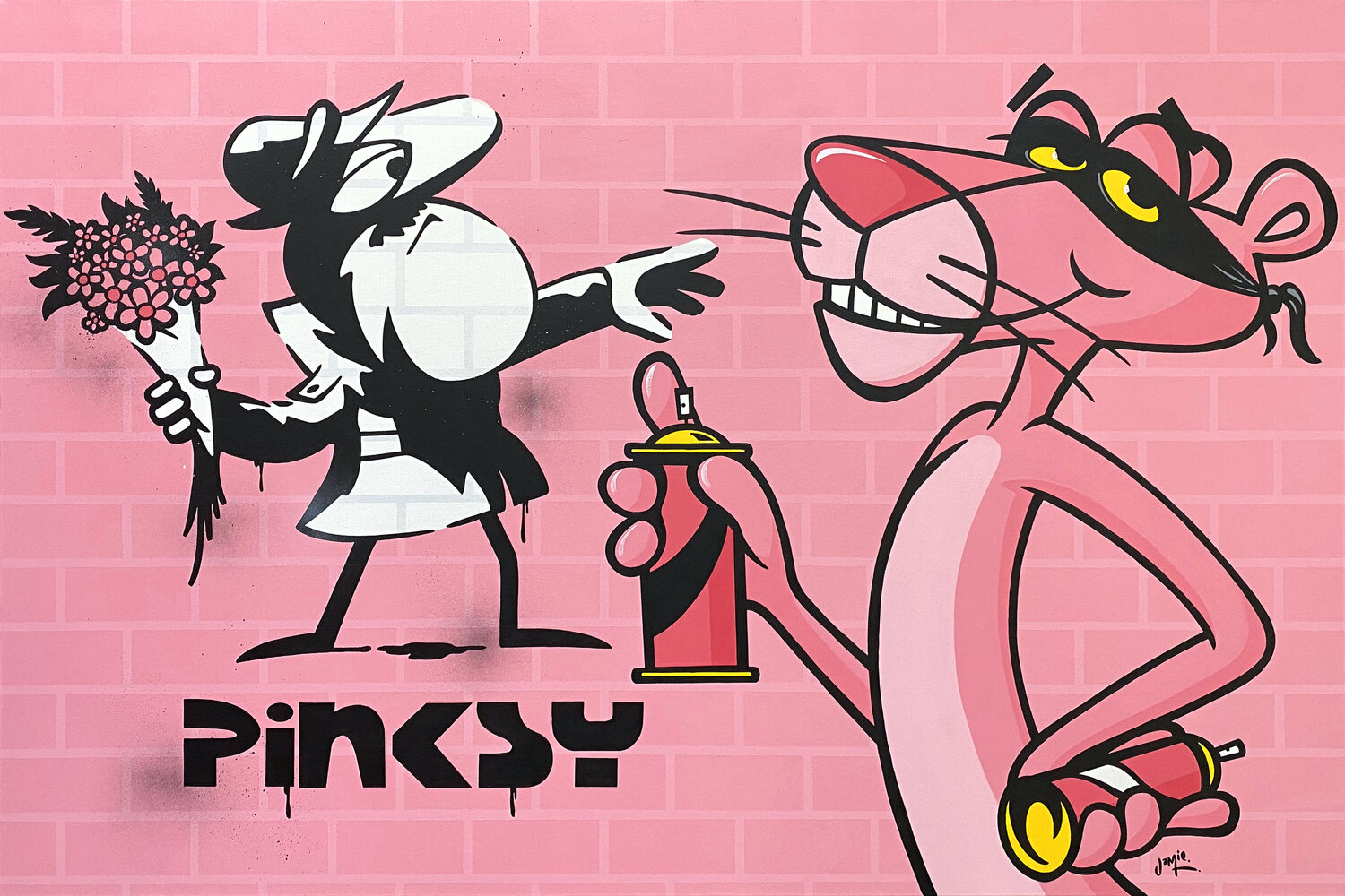 Pinksy's Flower Thrower de Jamie Lee (2024): Pintura Acrílico en Lienzo ...