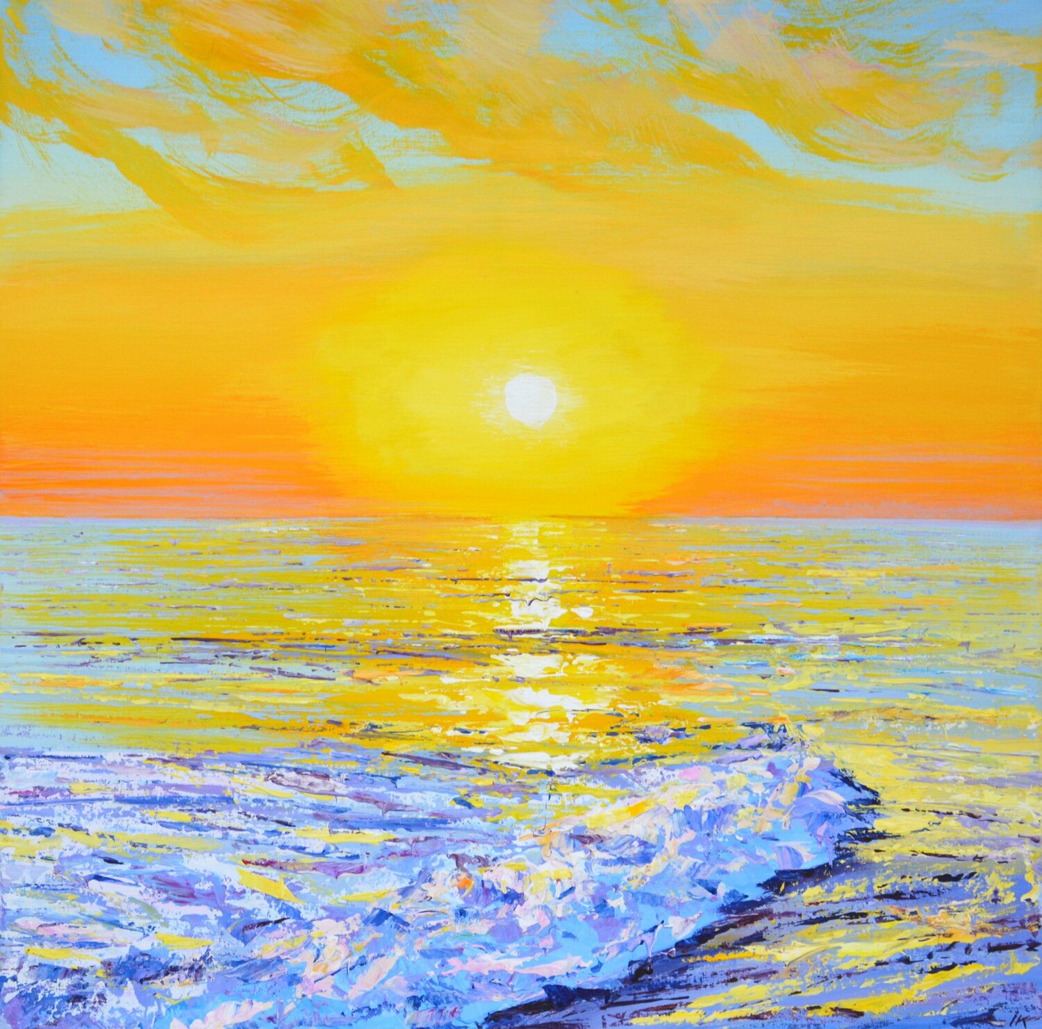 Ocean Sunset Painting Abstract