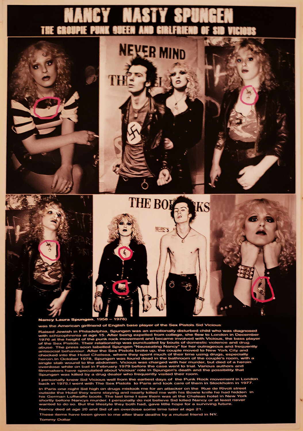 Punk Queen Nancy "Nasty" Spungen 1978. ( personal items in a hand-built ...