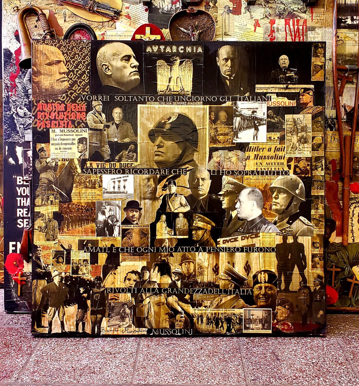 IL DUCE A collage on canvas made from Original 1930 clippings of ...