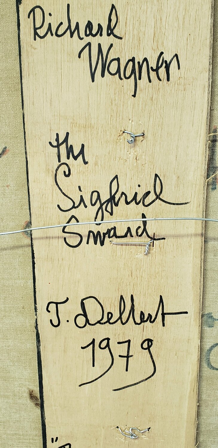 RICHARD WAGNER. Oil Painting with Earth on raw canvas The Fire and the sword of Siegfried Der ...