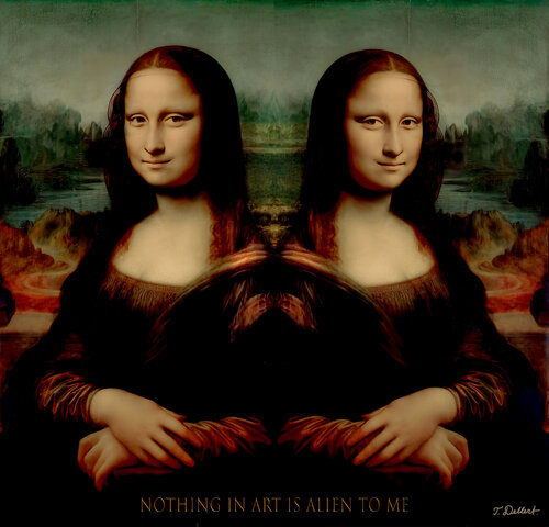 The ALIEN within. ( look at the middle between the two Mona Lisas and ...